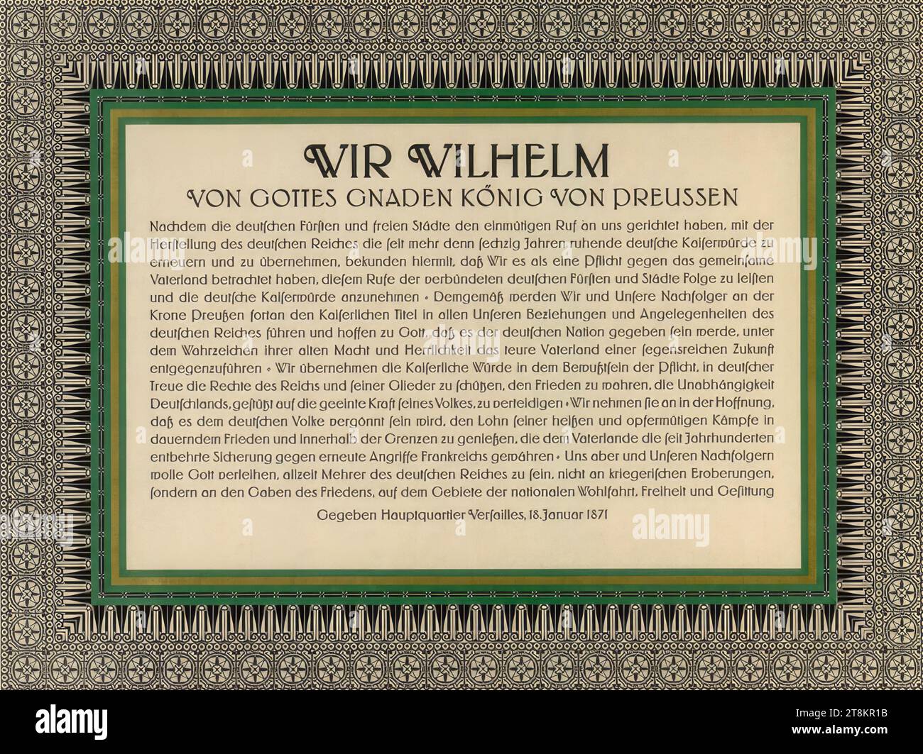 WE WILLIAM BY THE GRACE OF GOD KING OF PRUSSIA; Proclamation of the ...