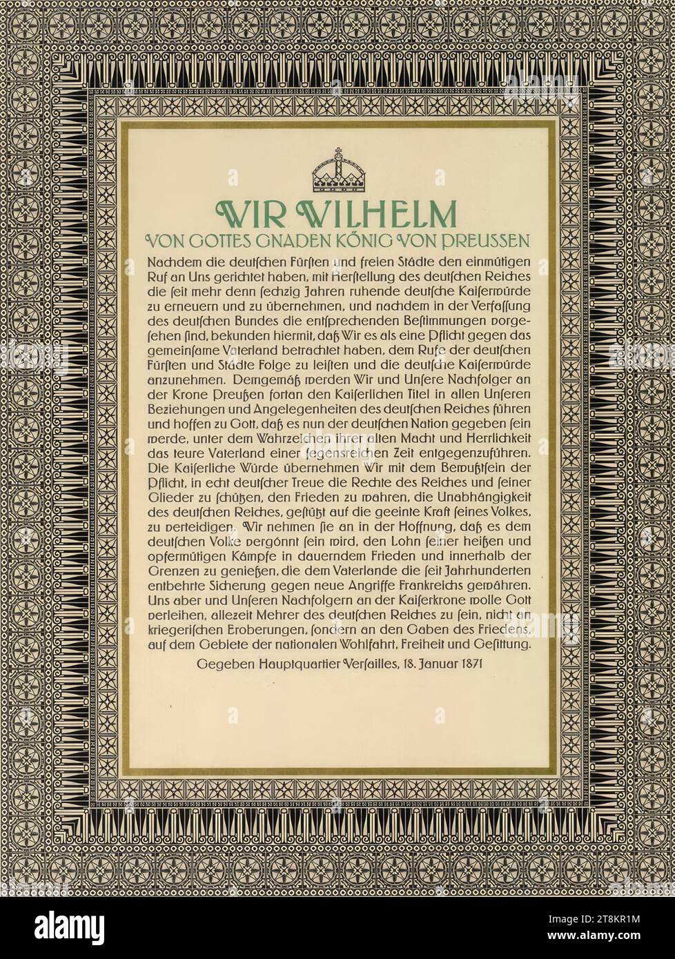 WE WILLIAM BY THE GRACE OF GOD KING OF PRUSSIA; Proclamation of the ...