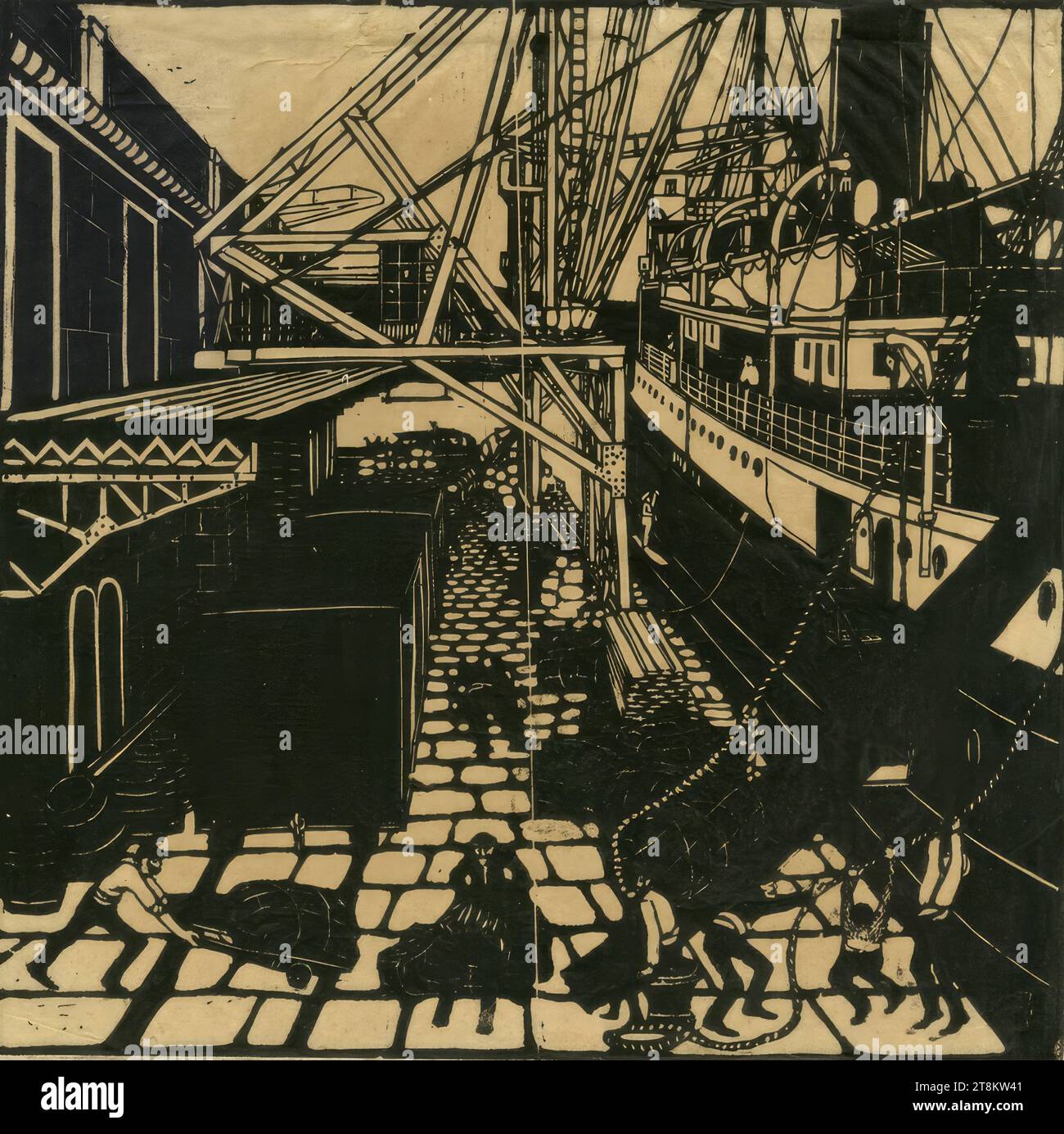 Triester Hafenleben 2: Wheelbarrows, Rudolf Kalvach, Vienna 1883 - 1932 ...