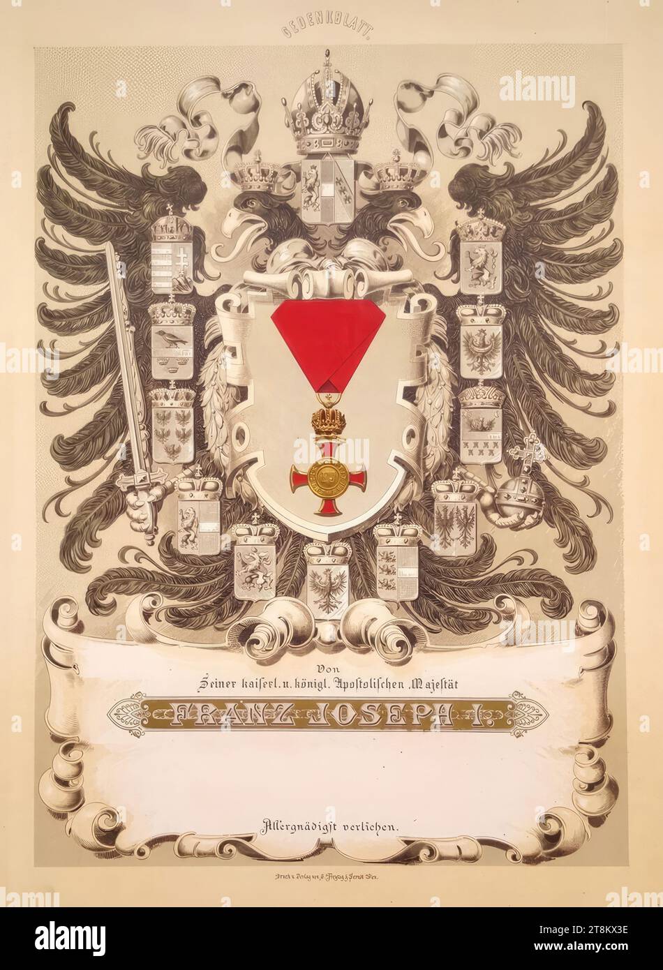 Commemorative sheet for the awarding of the Imperial Gold Cross of ...