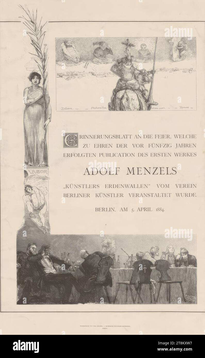 The Menzelfestblatt: Text, Max Klinger, Leipzig 1857 - 1920 Großjena ...