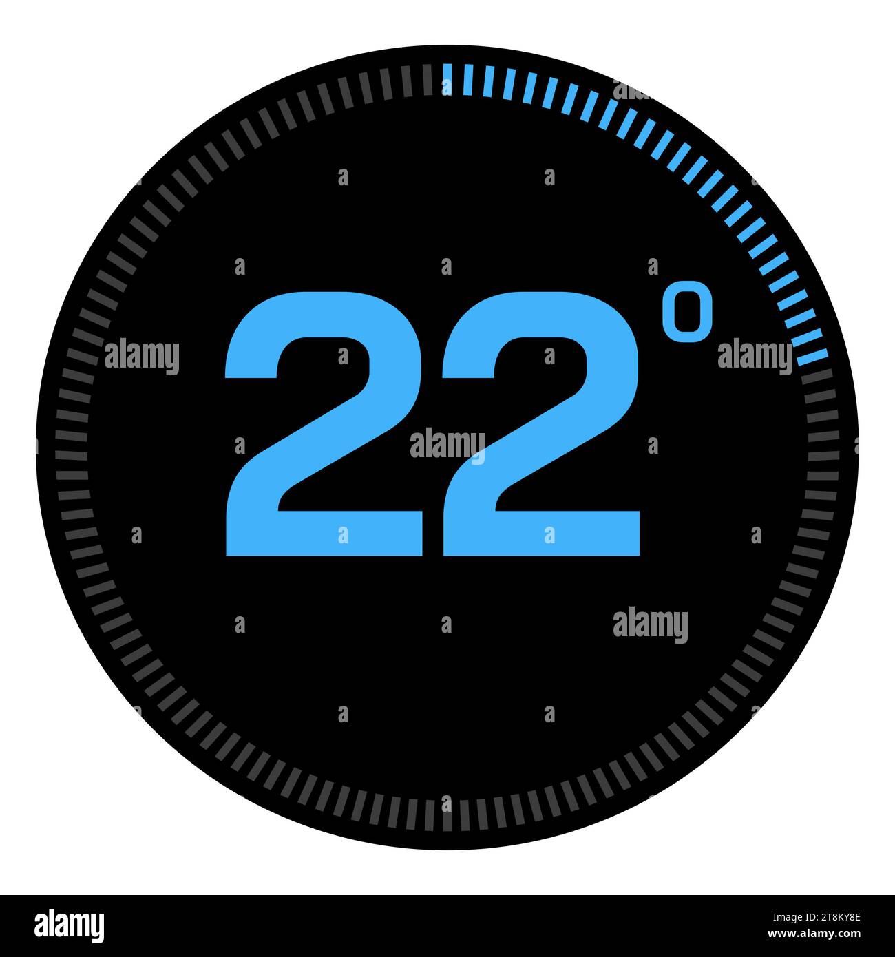 Thermostat showing ambient temperature in Celsius scale. Device display ...