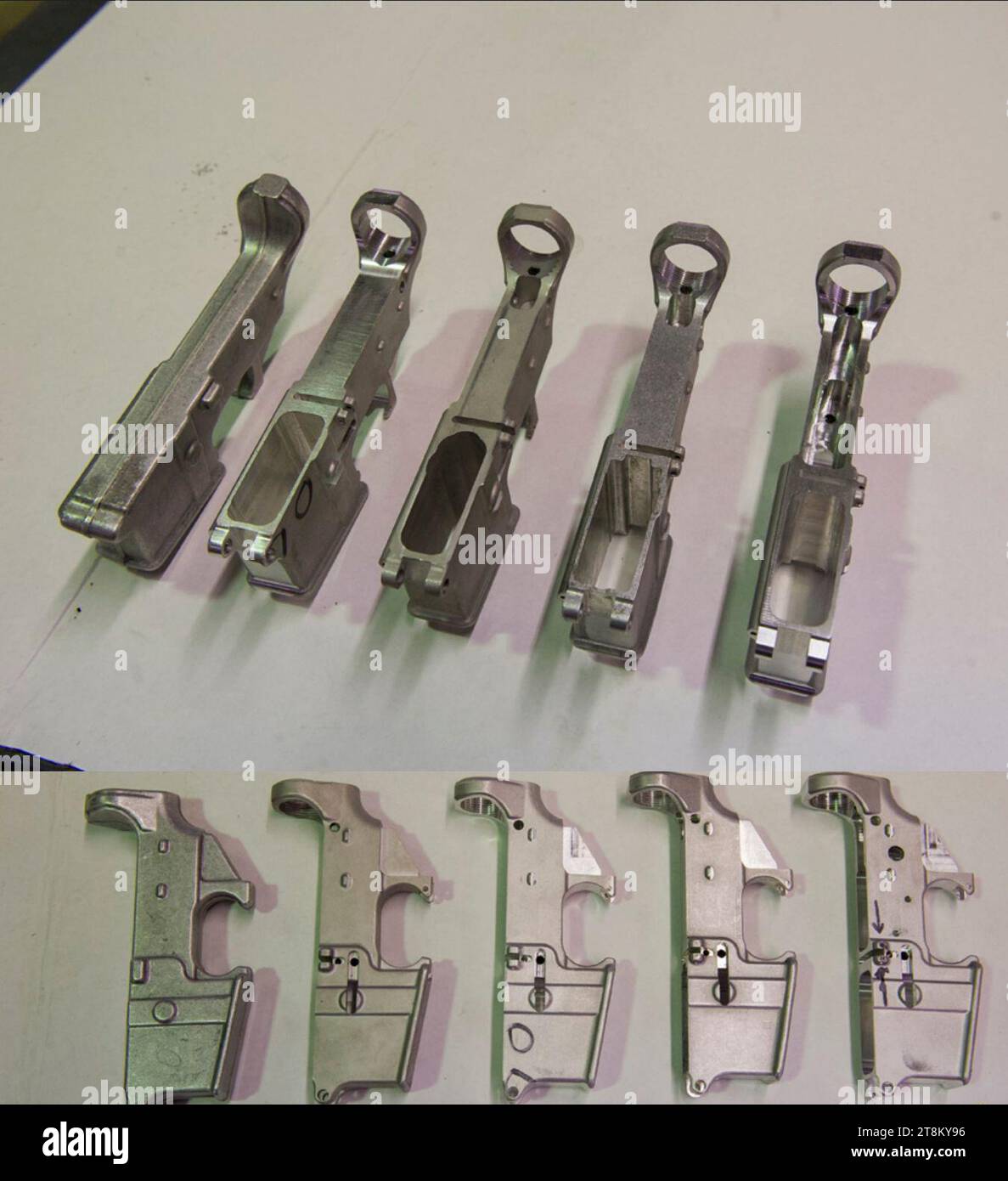 Various stages of AR-platform lower receiver completion Stock Photo - Alamy
