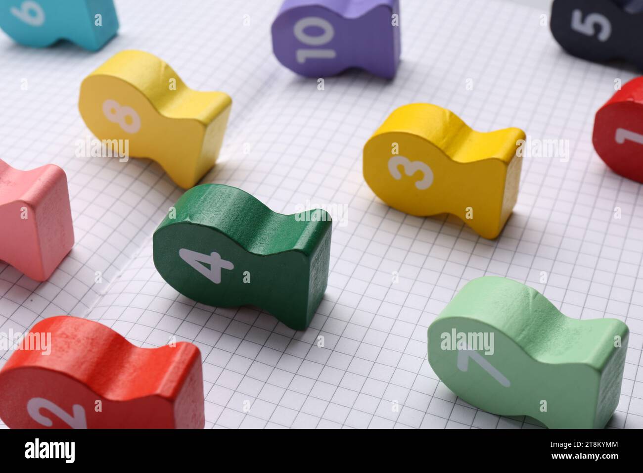 Educational game Fishing for Numbers on notebook with grid pages Stock ...