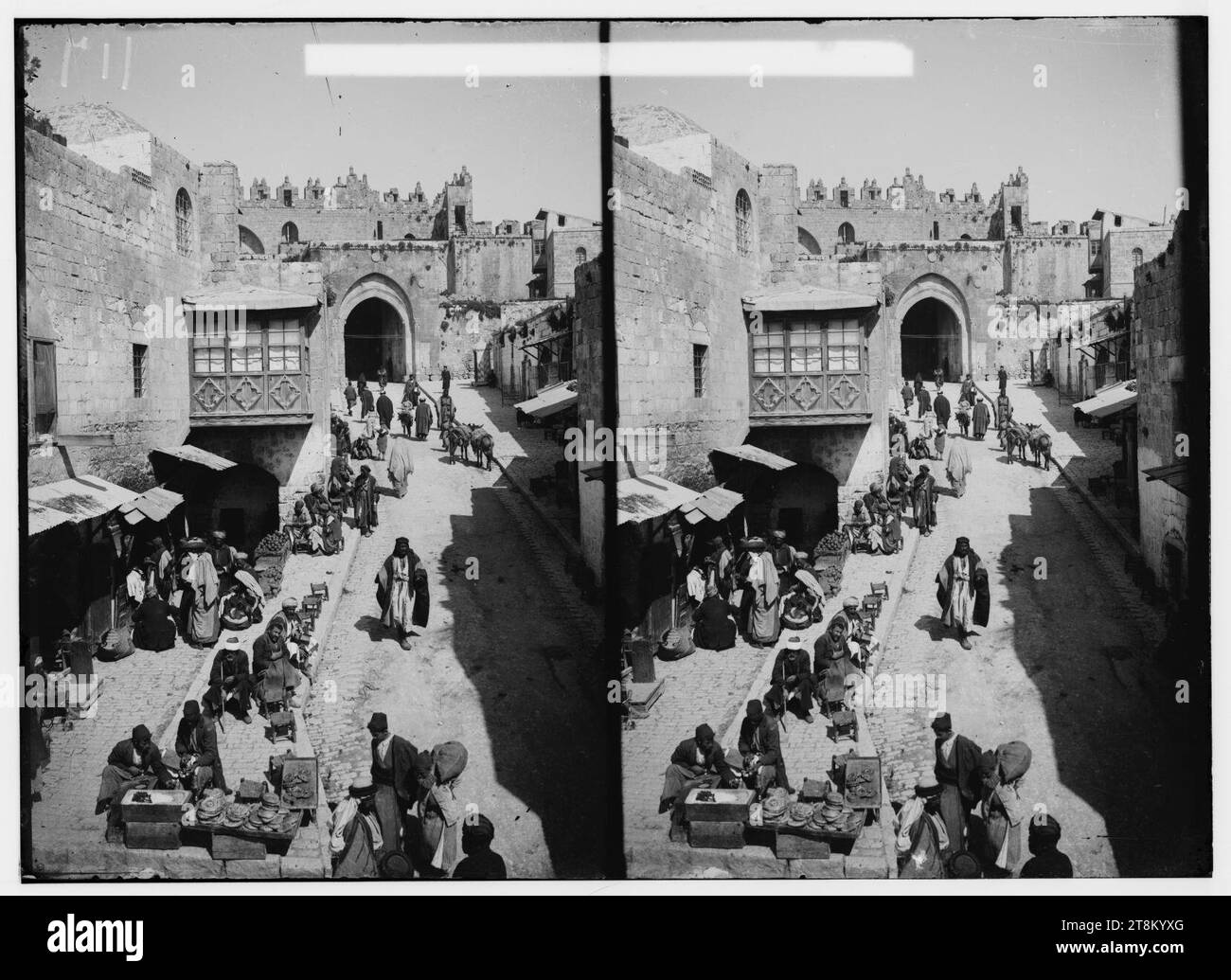 Various views inside the city (Jerusalem). Street scene inside Damascus ...