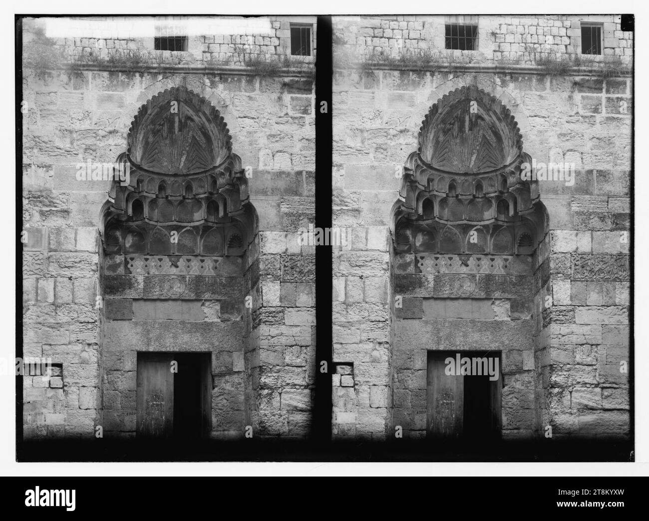 Various views inside the city (Jerusalem). Saracenic arch at Bab Es ...