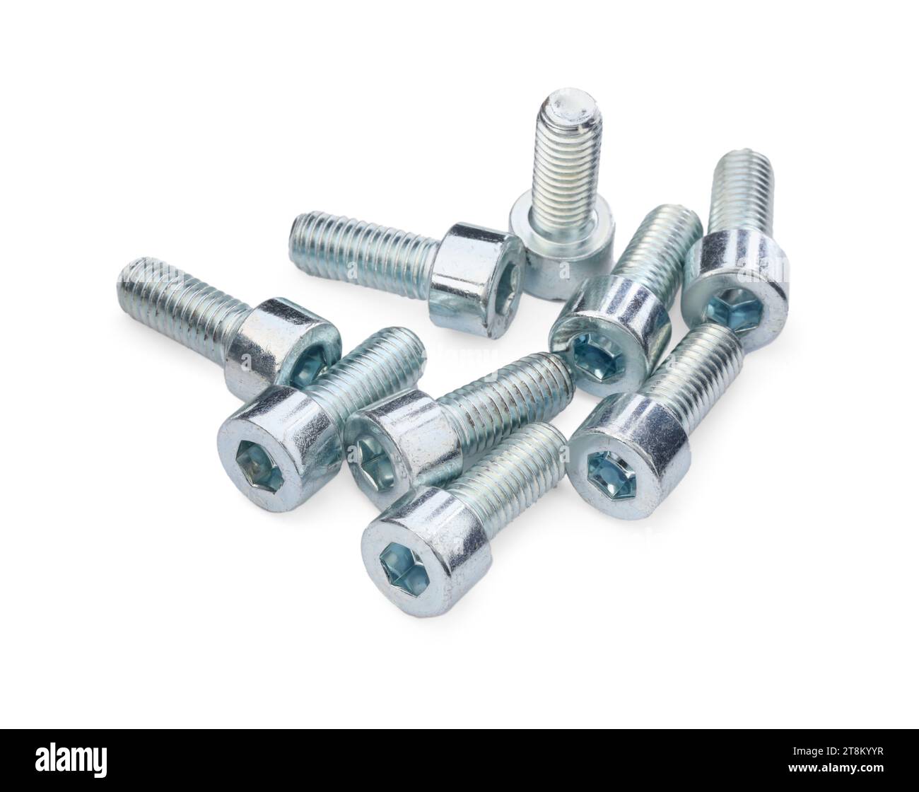 Metal socket screws isolated on white. Hardware tools Stock Photo - Alamy
