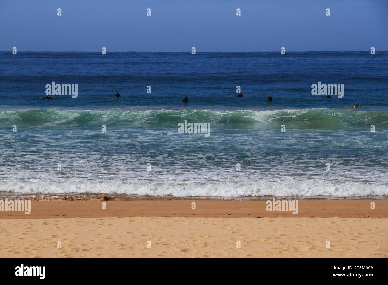 Layers of sky, waves, surfers and sand at Manly Beach Stock Photo - Alamy