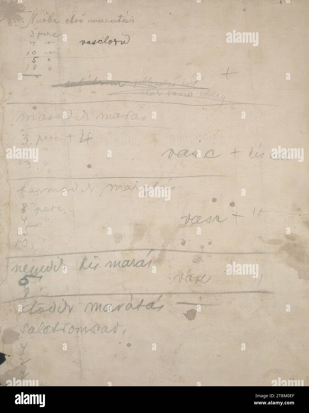 Notes, sketchbook Patko Karoly; 20 unpaginated pages, Karoly Patko ...