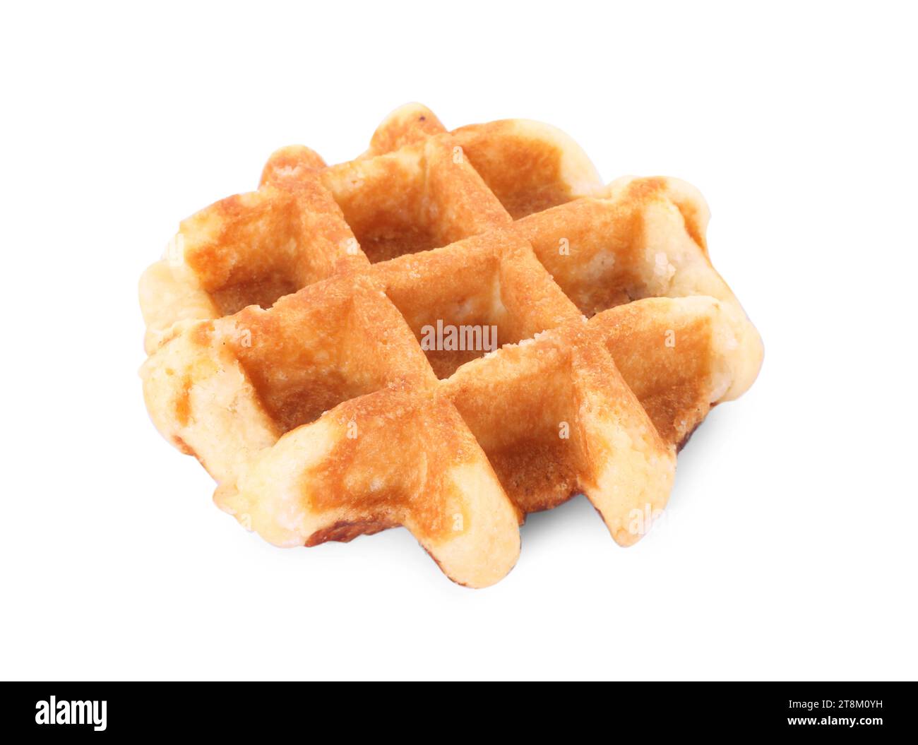 One delicious Belgian waffle isolated on white Stock Photo - Alamy