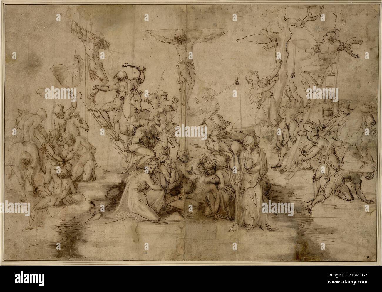 Crucifixion. (Scene with the three crosses and numerous figures on ...