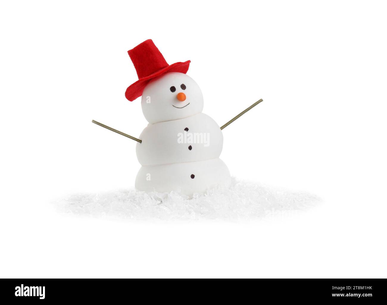 Funny snowman with red hat isolated on white Stock Photo - Alamy