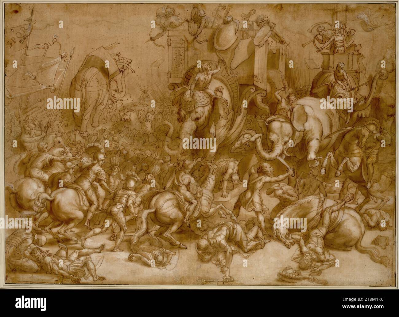 The battle between Scipio and Hannibal at Zama, anonymous, drawing ...