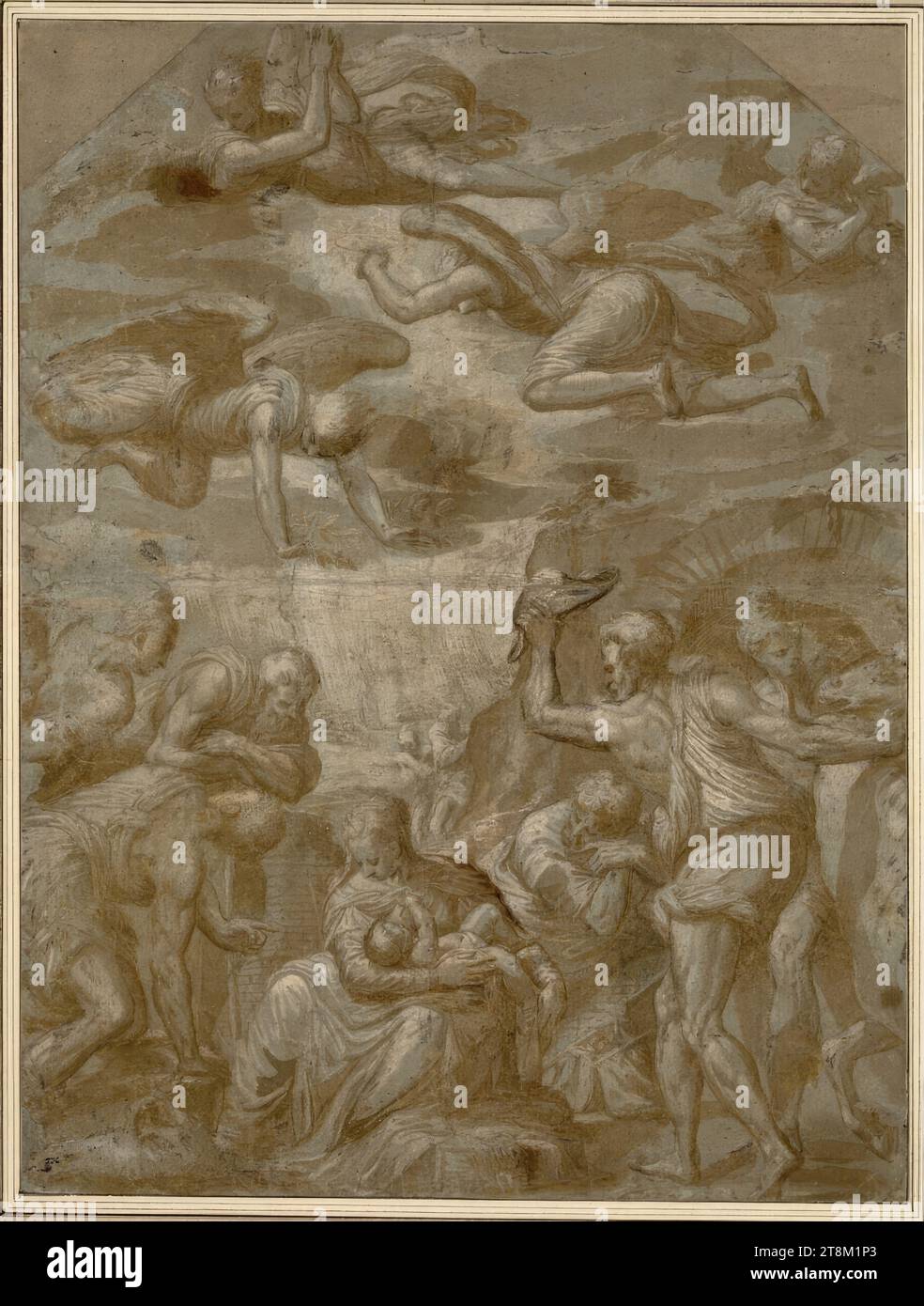 Adoration of the Shepherds, Anonymous, Drawing, Brush and brown; opaque ...