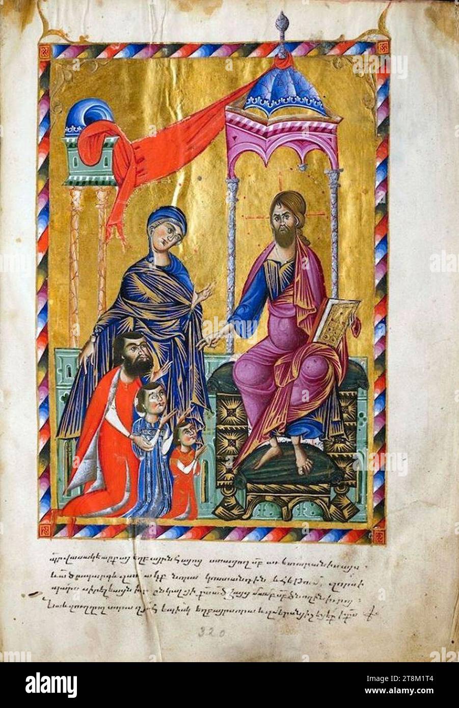 Vasak and his sons kneeled before Christ Stock Photo - Alamy