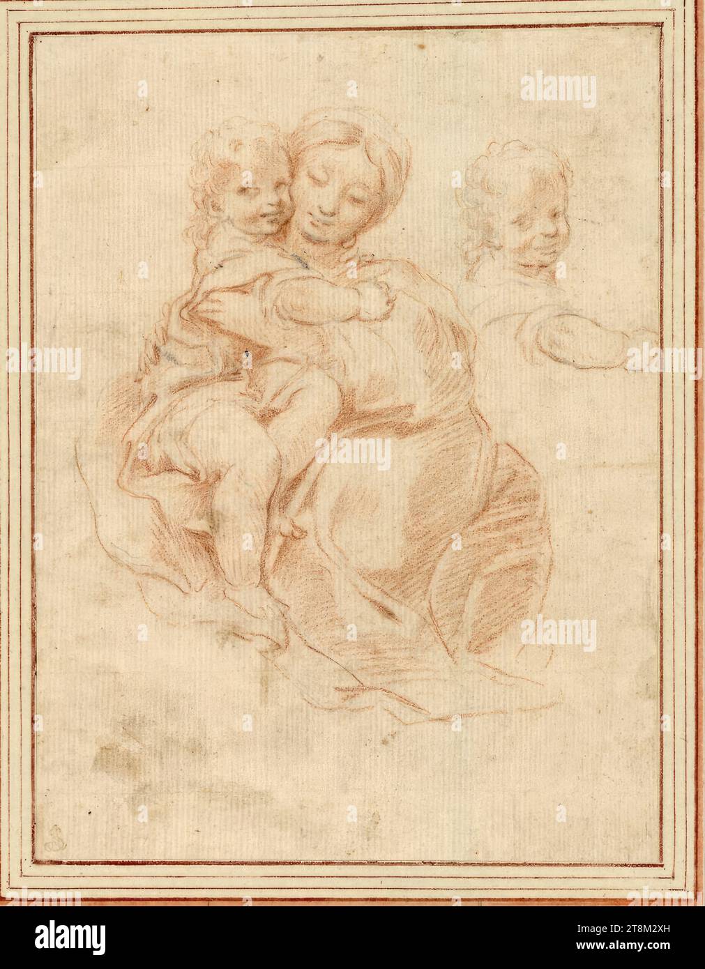 study sheet. Mary seated in frontal view, holding the child in her ...