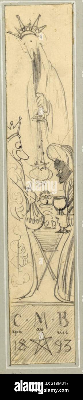 Painter Novak in the crib, around him as the three kings Kasparides ...