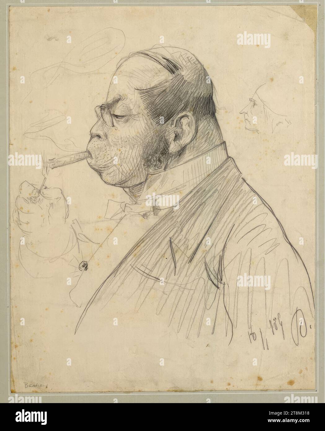 Gentleman in profile lighting a cigar, Hagengesellschaft, Rudolf Bacher ...