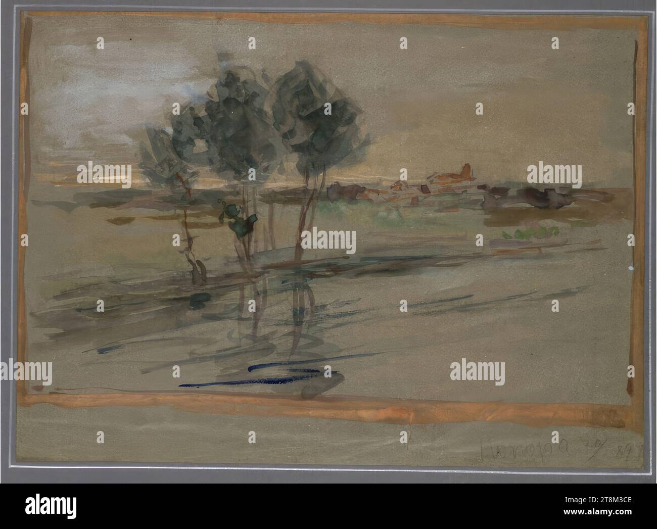 River section, a village in the background, Hagengesellschaft, Rudolf ...