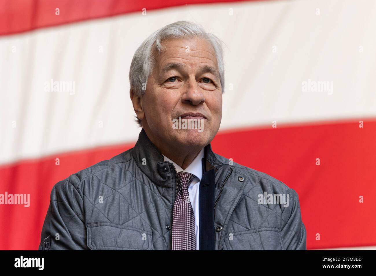 Jamie Dimon attends ceremony for final steel beam wrapped with American ... Jamie Dimon attends ceremony for final steel beam wrapped with American ...