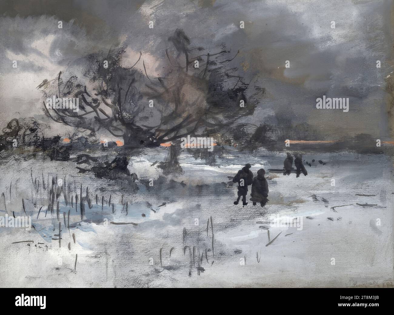 Winter meadow, dusk, Hagengesellschaft, Maximilian Lenz (Vienna 1860 ...