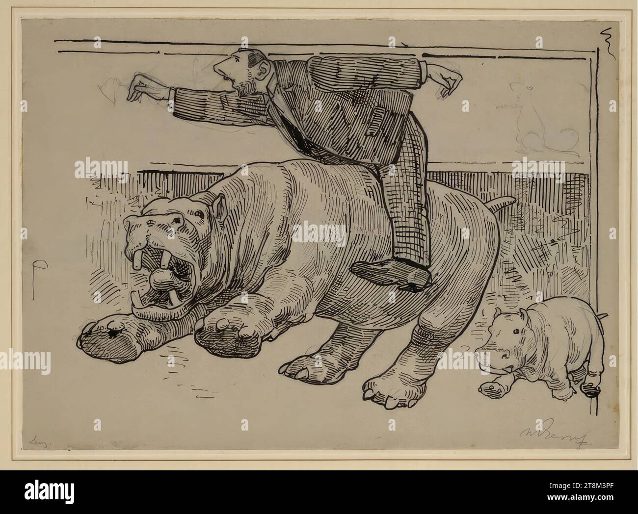 Stolba riding on the hippopotamus, Hagengesellschaft, Maximilian Lenz ...