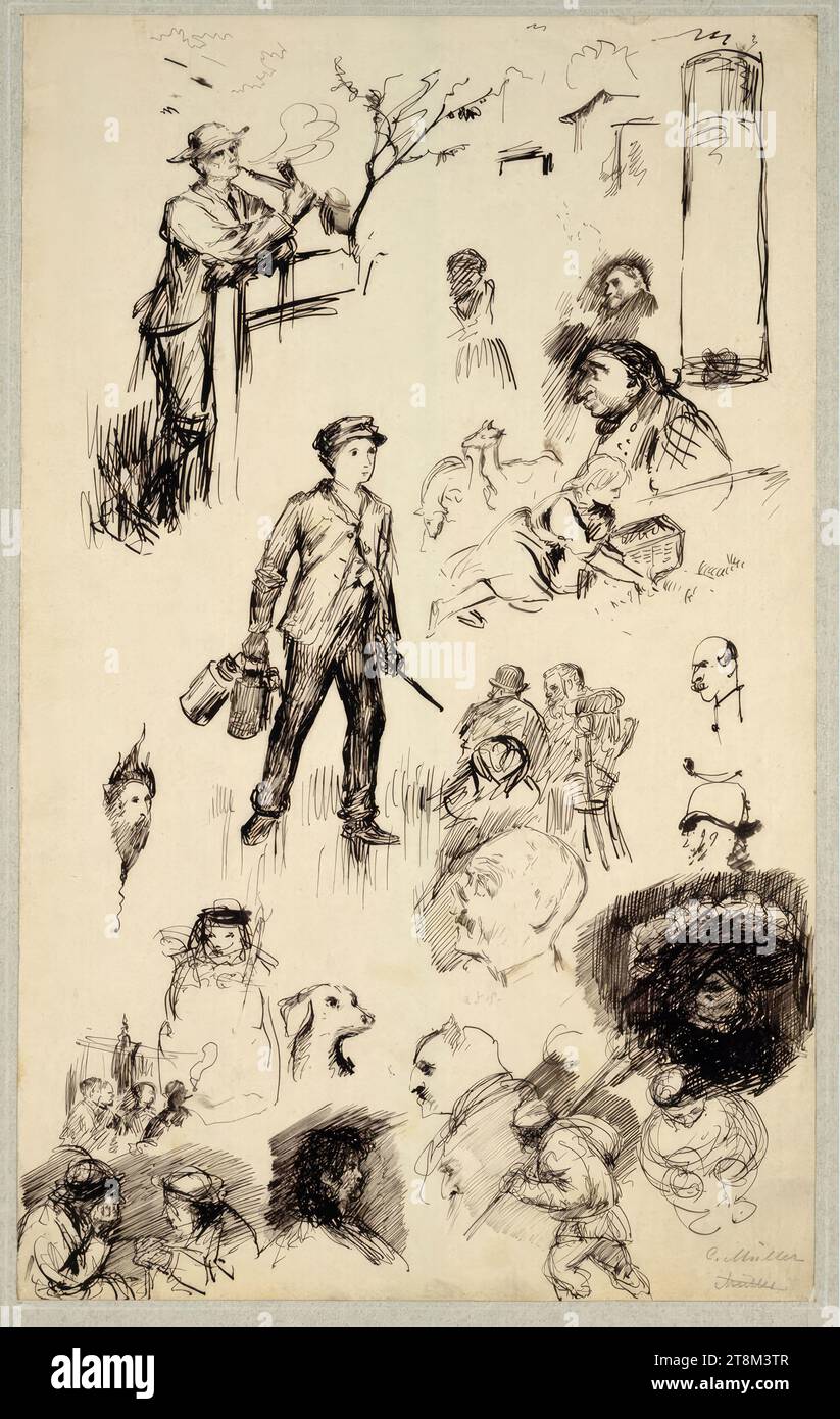 Sketch sheet, Hagengesellschaft, Carl Müller (Vienna 1862 - 1938 Vienna ...