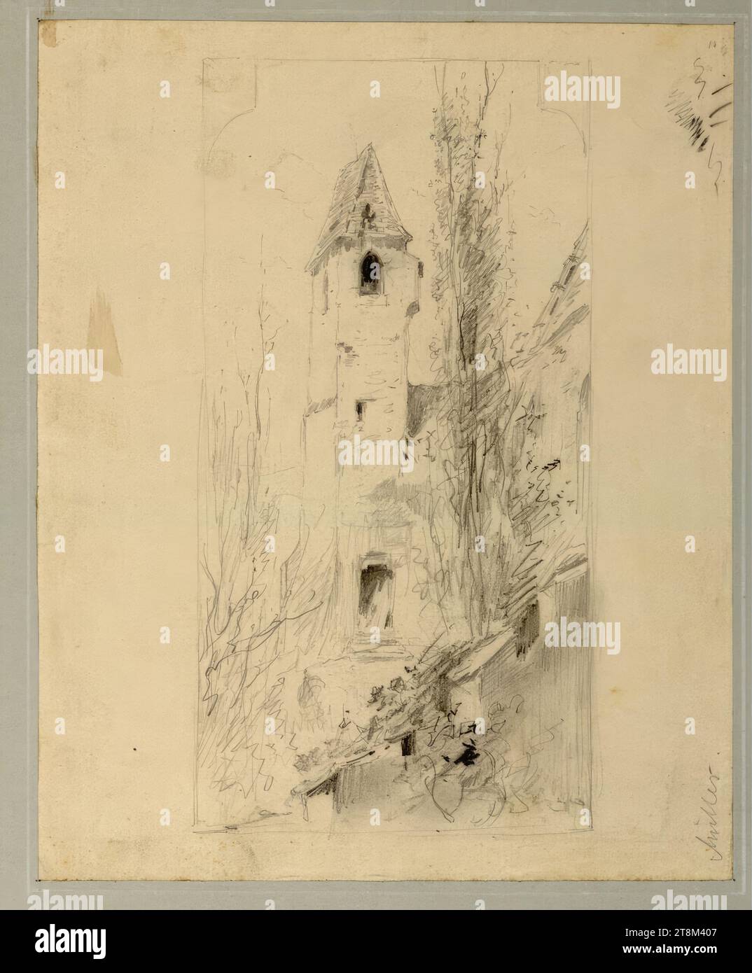 Old church tower, Hagengesellschaft, Carl Müller (Vienna 1862 - 1938 ...