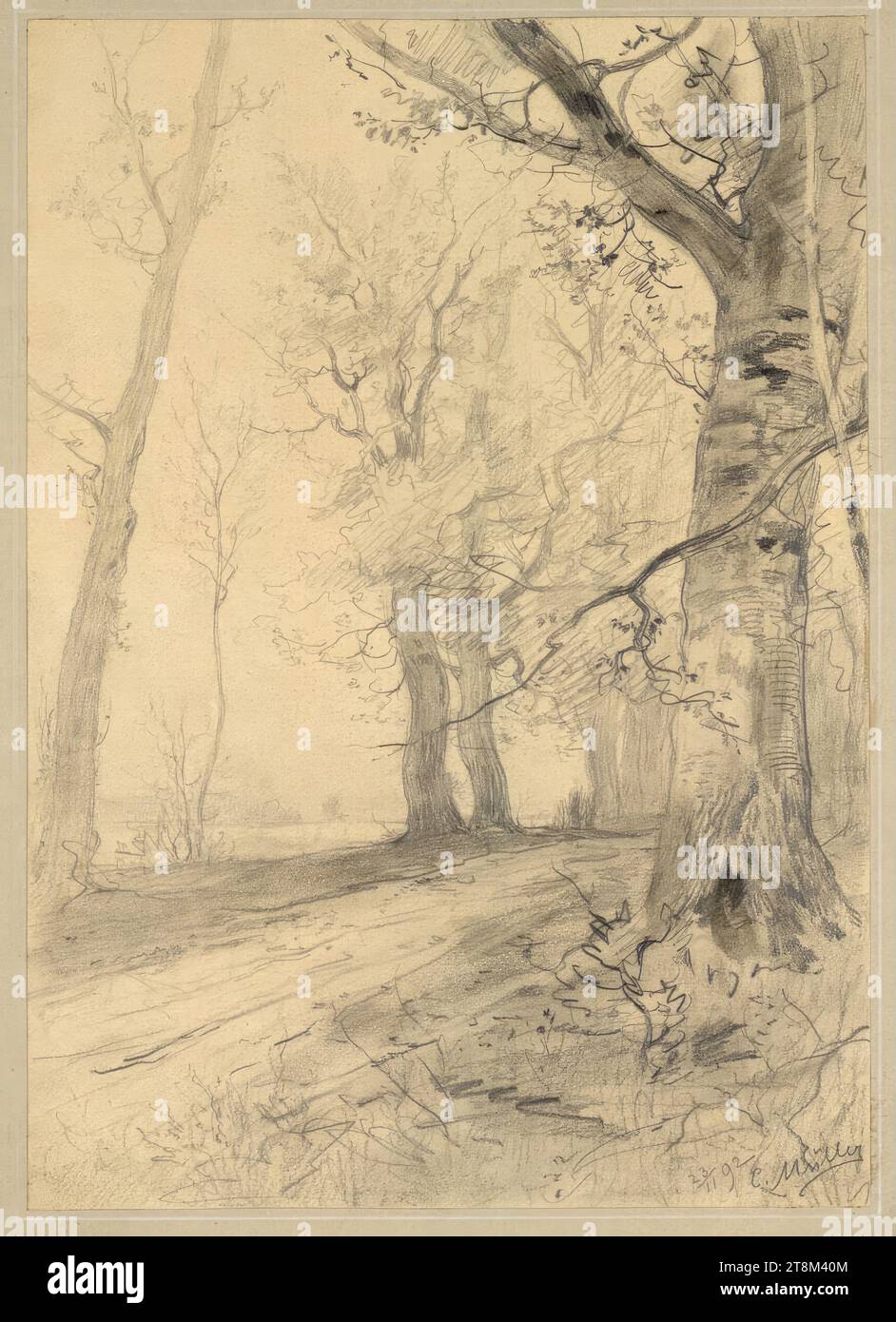 Forest road by a river, Hagengesellschaft, Carl Müller (Vienna 1862 ...