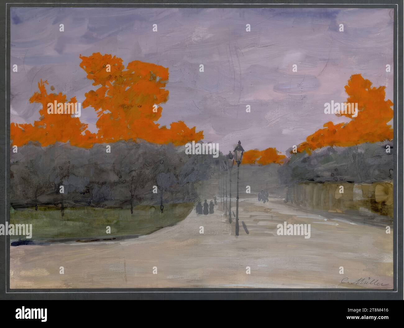 Motif from the Prater with the setting sun, Hagengesellschaft, Carl ...