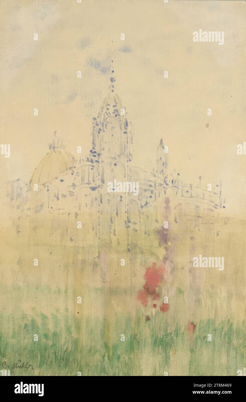 Magnificent building behind a meadow, Hagengesellschaft, Carl Müller ...