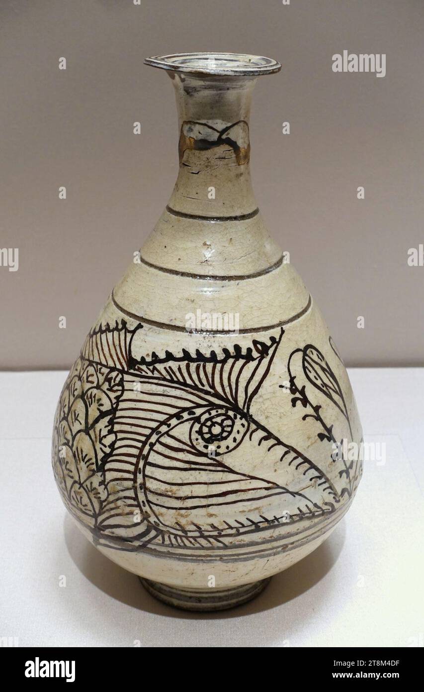 Vase with fish design, Buncheong ware, attributed to Hakbong-ri, Gongju ...