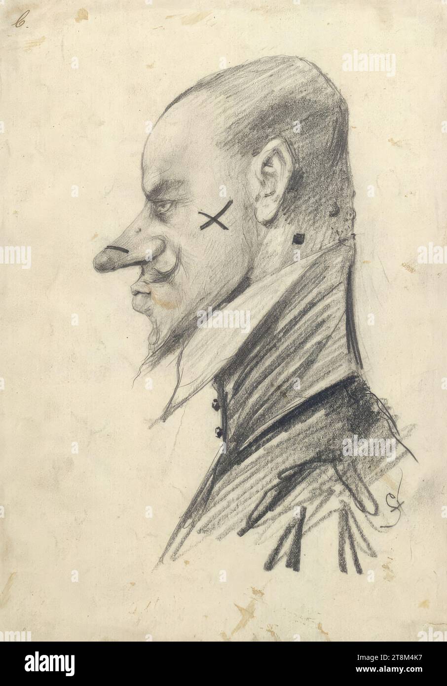 Spaniard in profile to the left with plaster on his face, port company ...