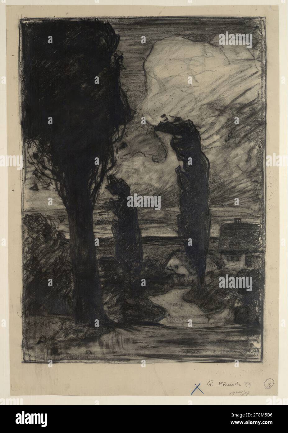 Unwetter, Alois Hänisch (Vienna 1866 - 1937 Vienna), 1899, drawing ...