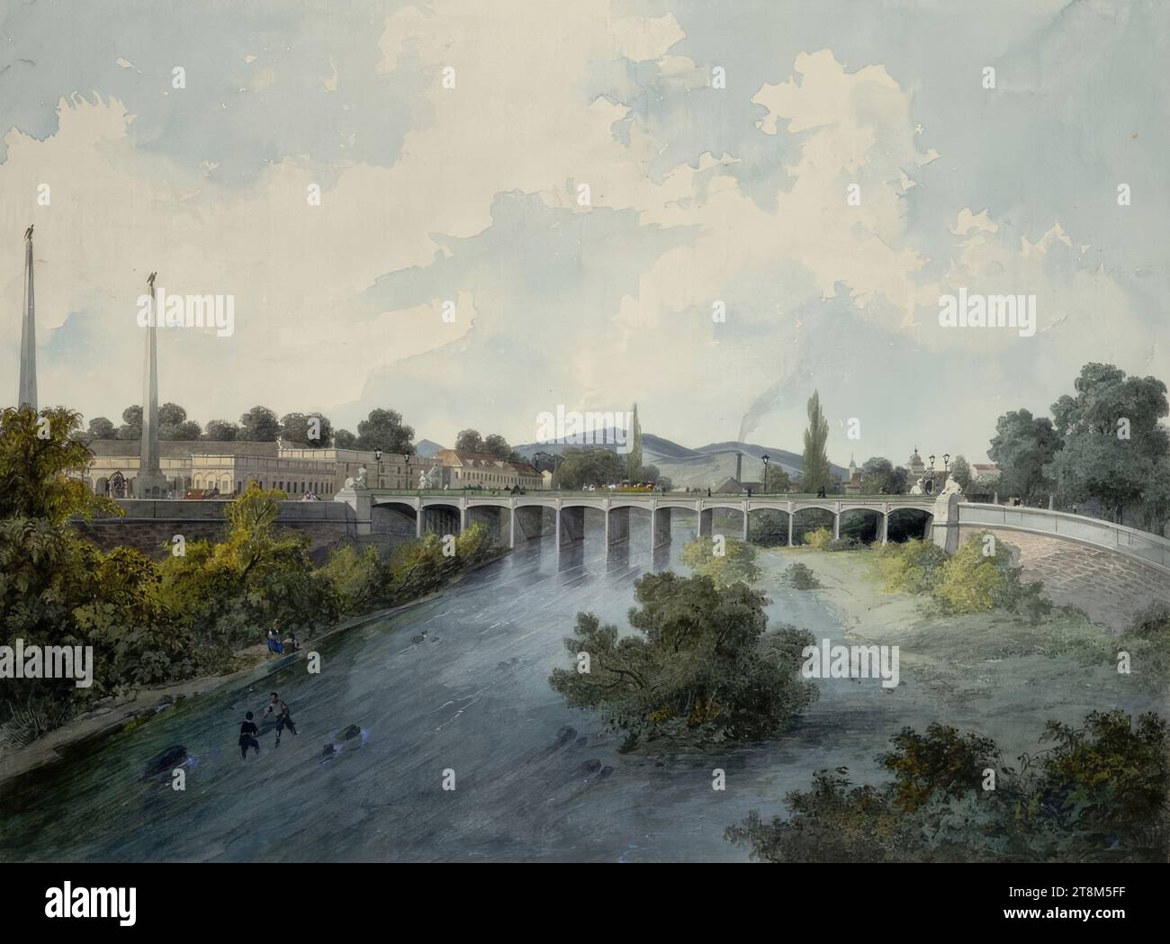 The bridge over the Vienna near Schönbrunn (front view), front view ...