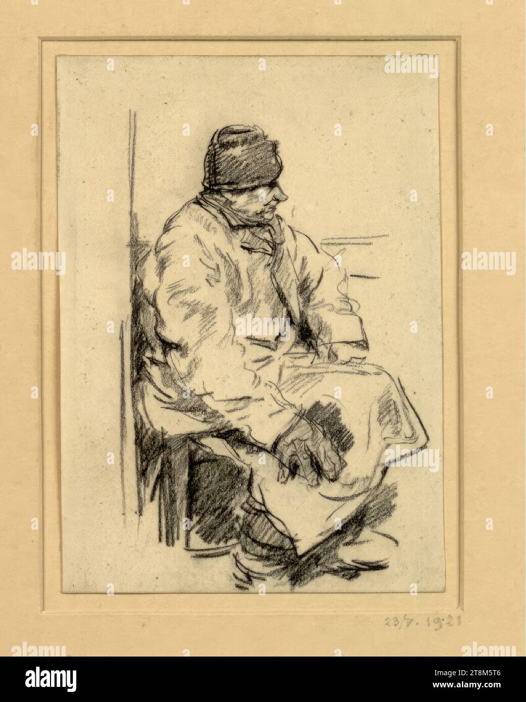 Peasant with a high fur hat, seated, Franz Hofer (Graz 1885–1915 ...