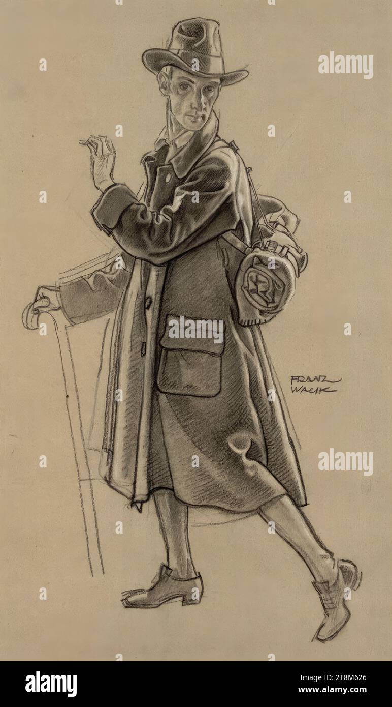 Wanderer, Franz Wacik (Vienna 1883 - 1938 Vienna), drawing, chalk ...