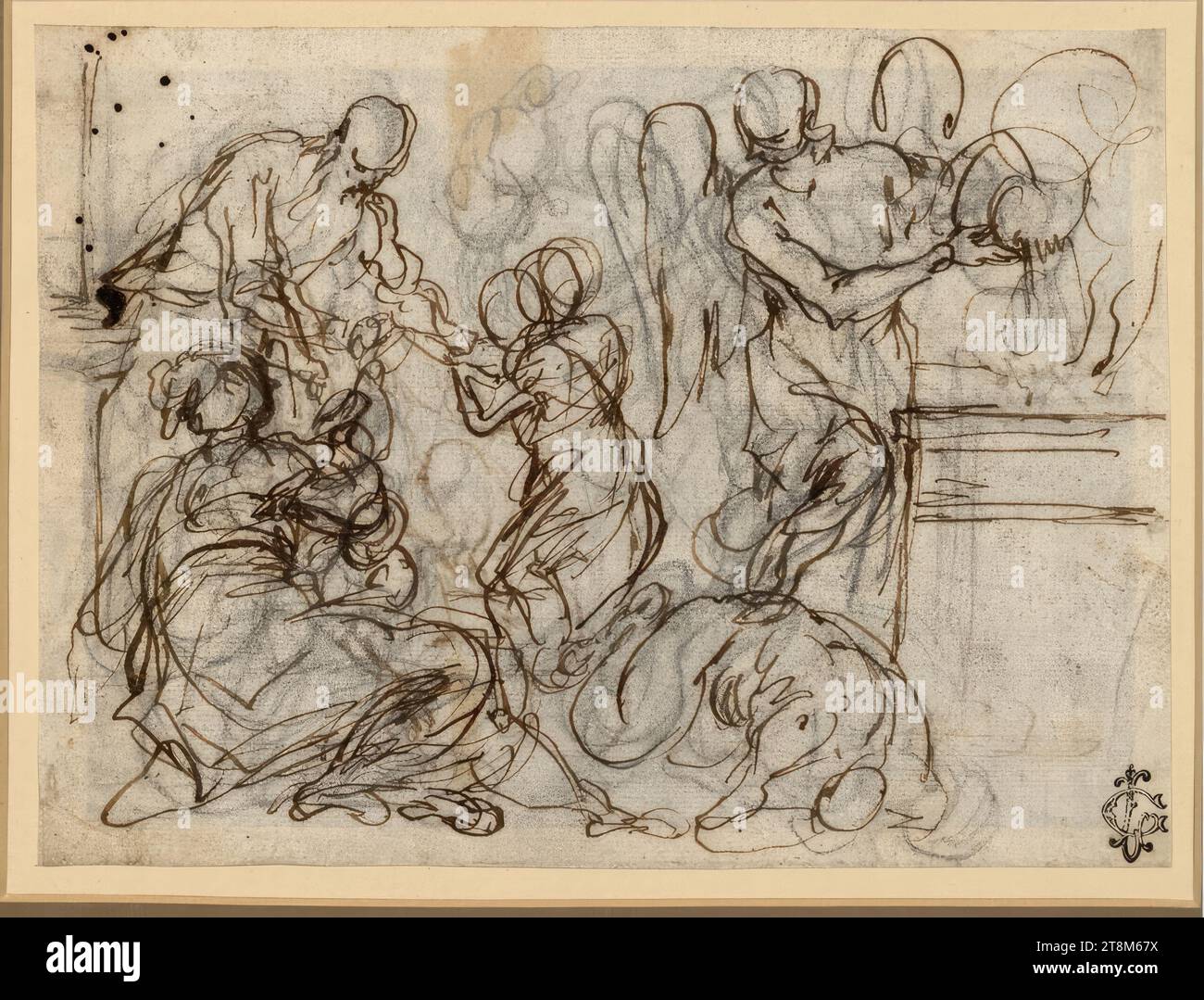 sacrificial scene, drawing, chalk; pen, 15.4 x 20.6 cm, l.r. Grassi ...