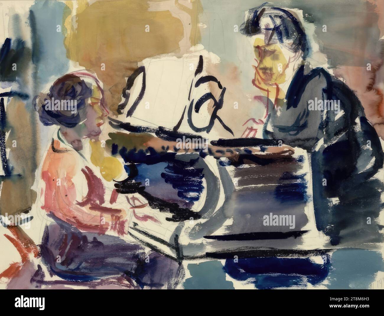 Girl and Man at the Piano, Robert Kohl (Vienna 1891–1944 (deportation ...