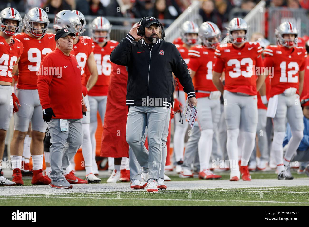 Ohio State head coach Ryan Day walks the sidelines during their NCAA ...
