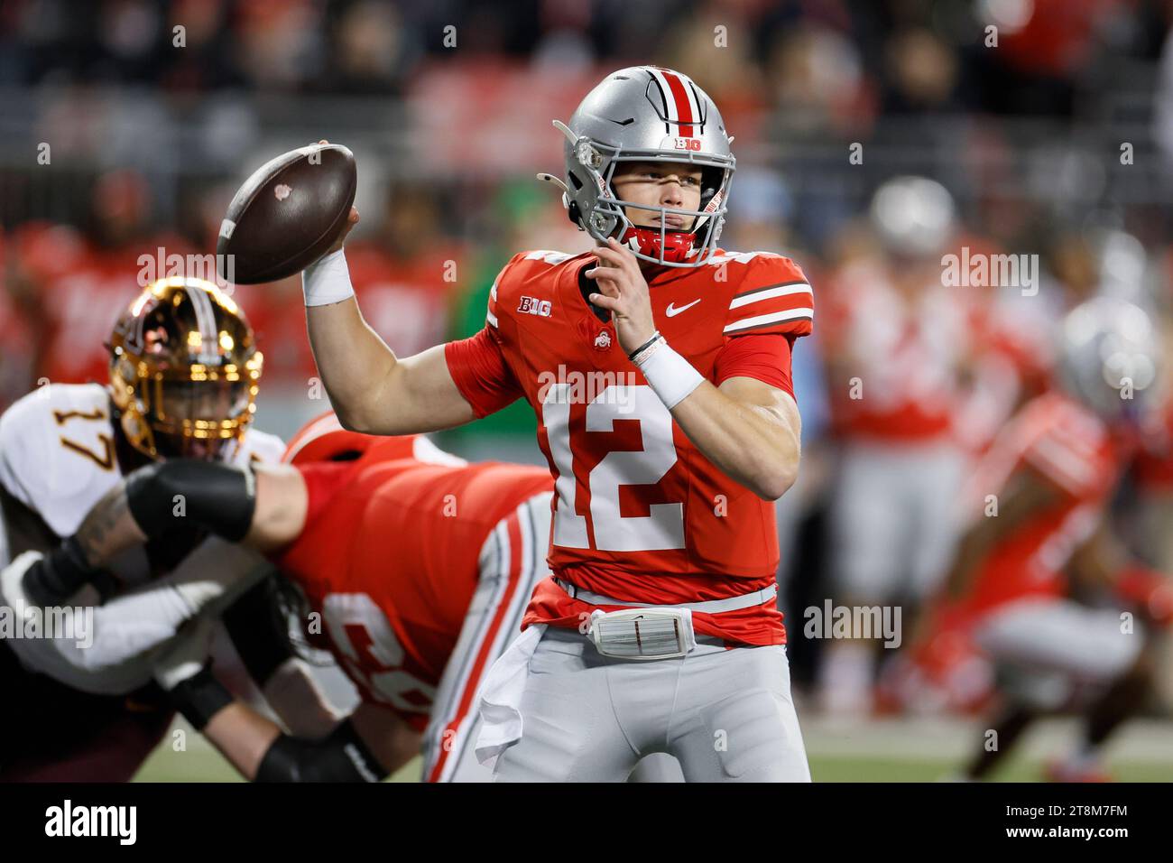 Ohio State quarterback Lincoln Kienholz plays against Minnesota during ...