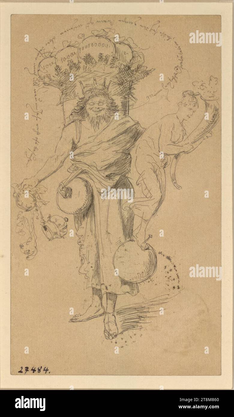 Happy New Year, Ernst Juch (Gotha 1838 - 1909 Vienna), drawing, ink in ...