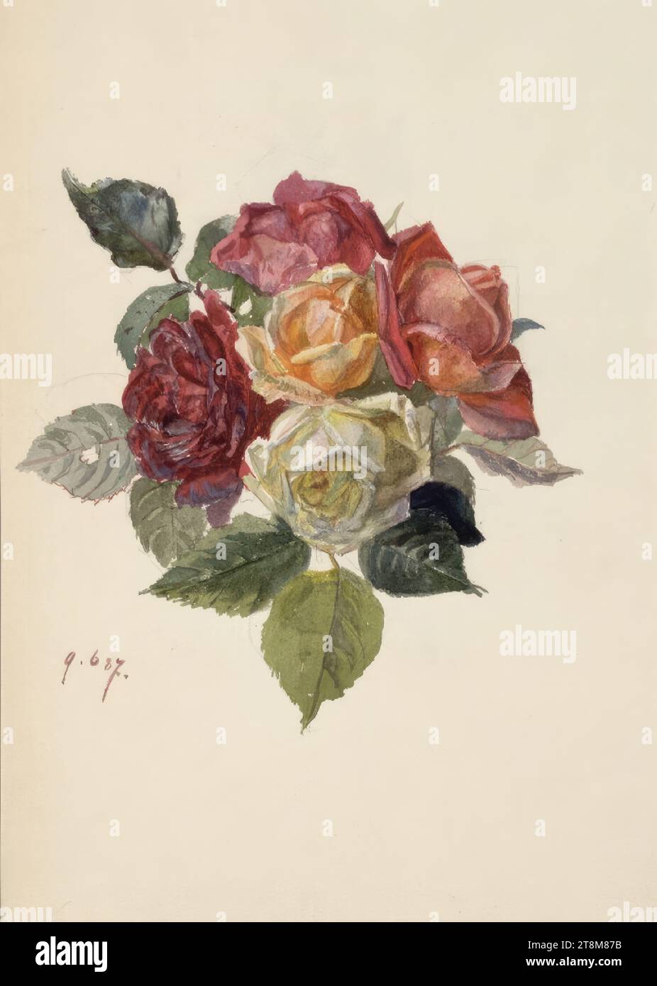 Five Roses, Marie Lippert-Hoerner (Vienna 1860 - 1932 Vienna), 1887 ...