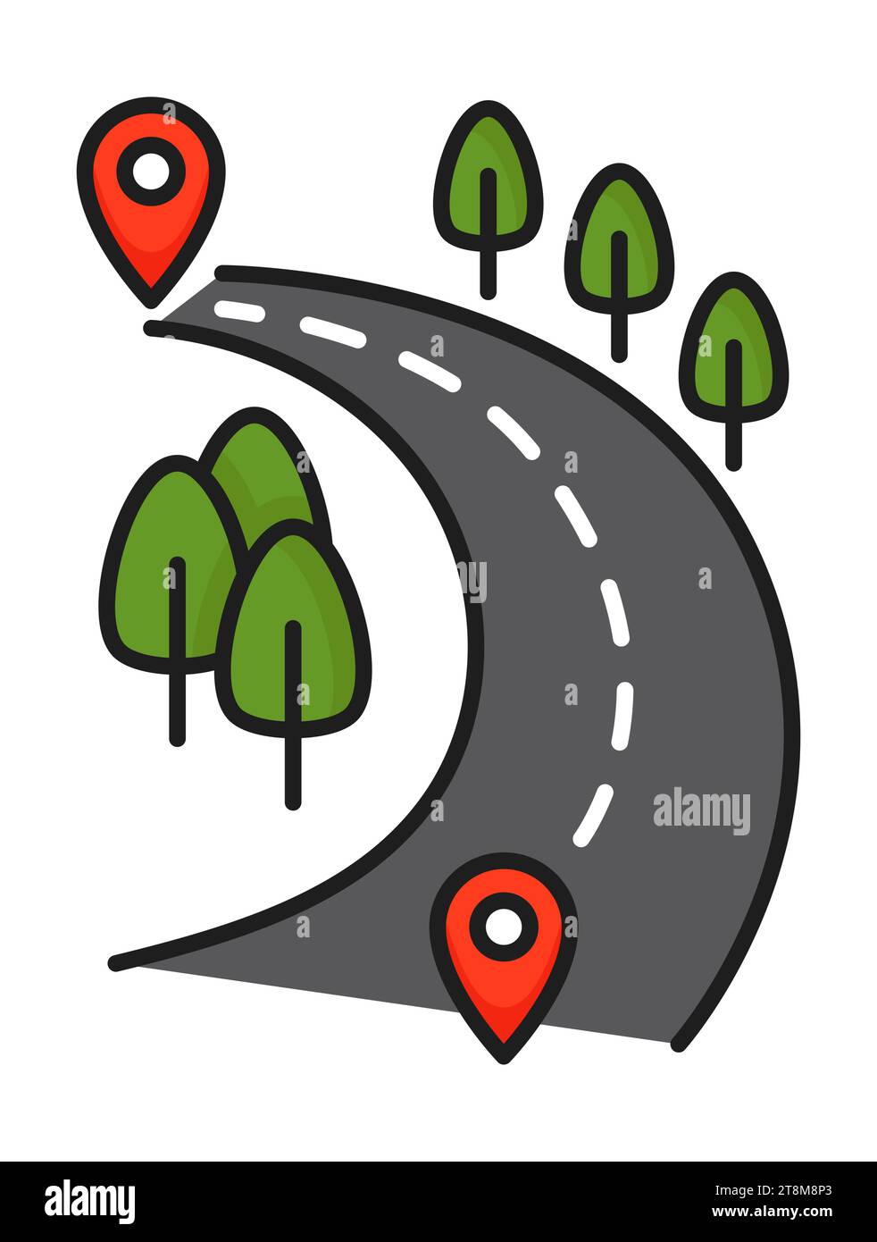 Color highway road line icon. Traffic route. Freeway, speedway or ...