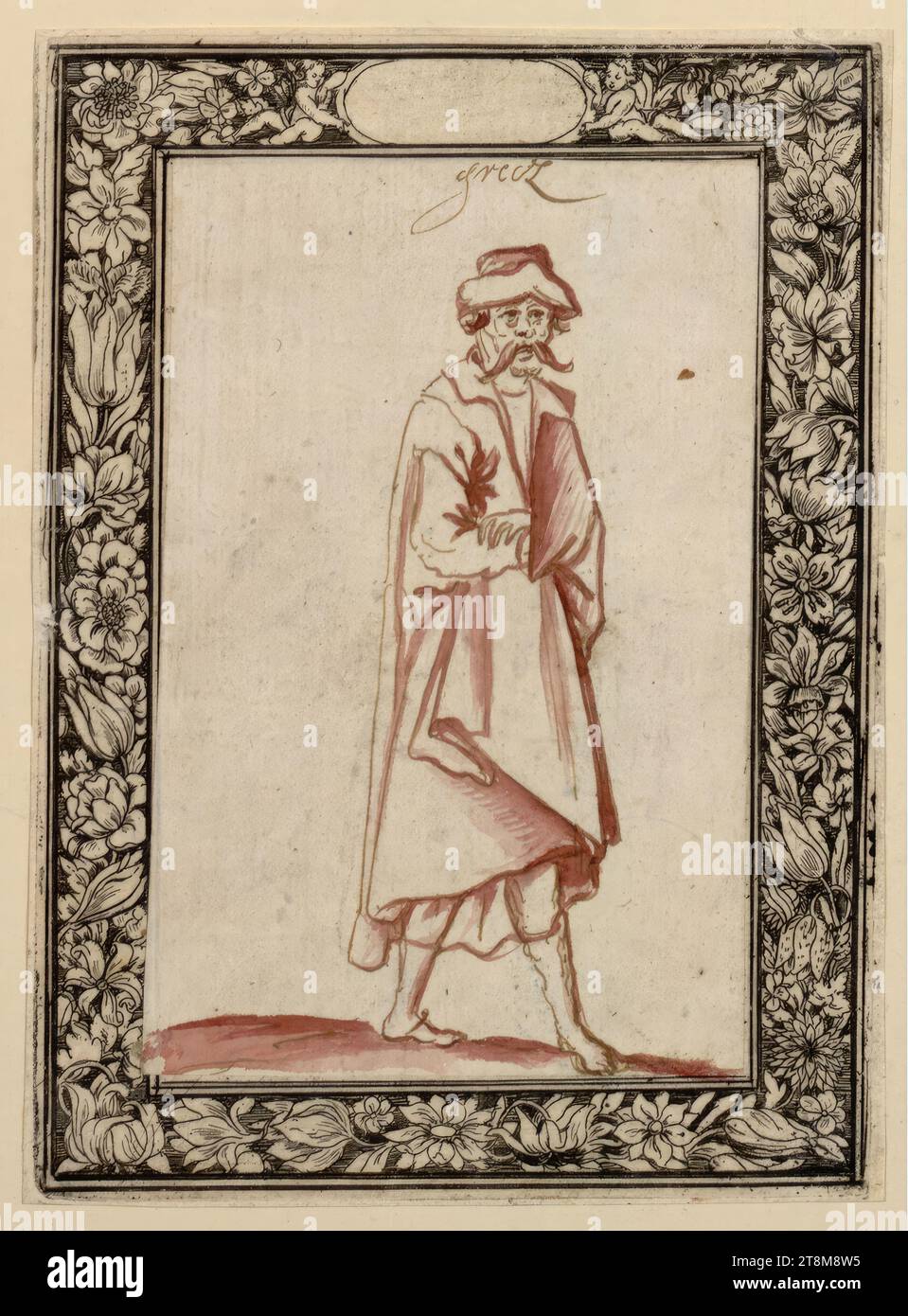 Greek, between 1650 and 1664, Drawing, pen and brown ink with red wash ...