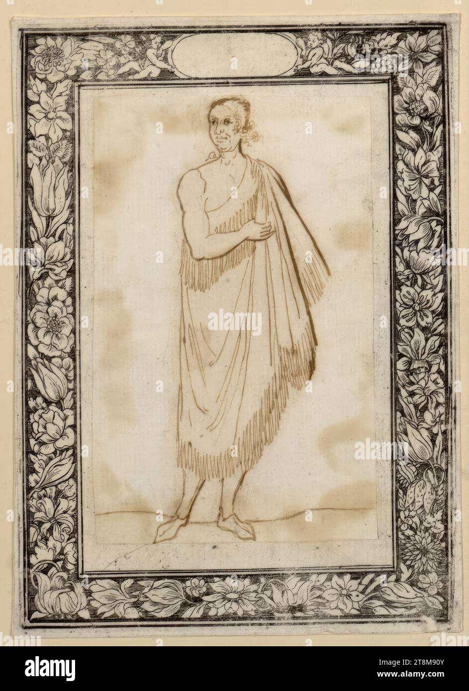 Woman with Feather in Bridal Robe, between 1650 and 1664, Drawing, Pen ...