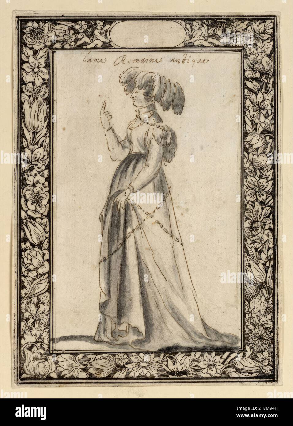 Ancient Roman Woman, between 1650 and 1664, drawing, pen and brown ink ...