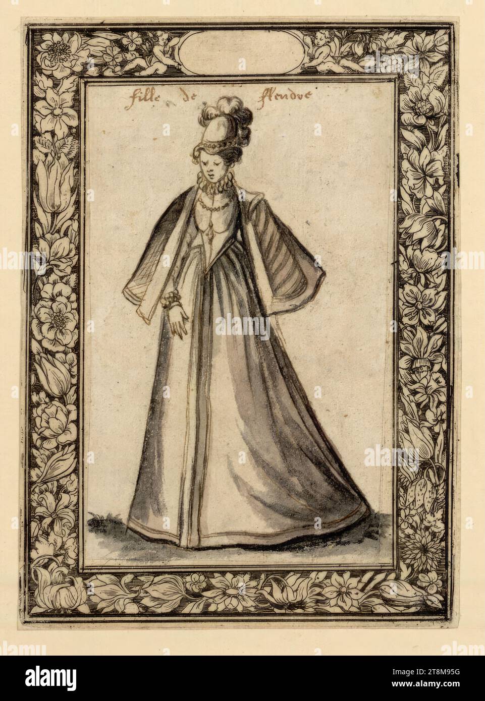 Girl from Flanders, between 1650 and 1664, Drawing, pen and brown ink ...