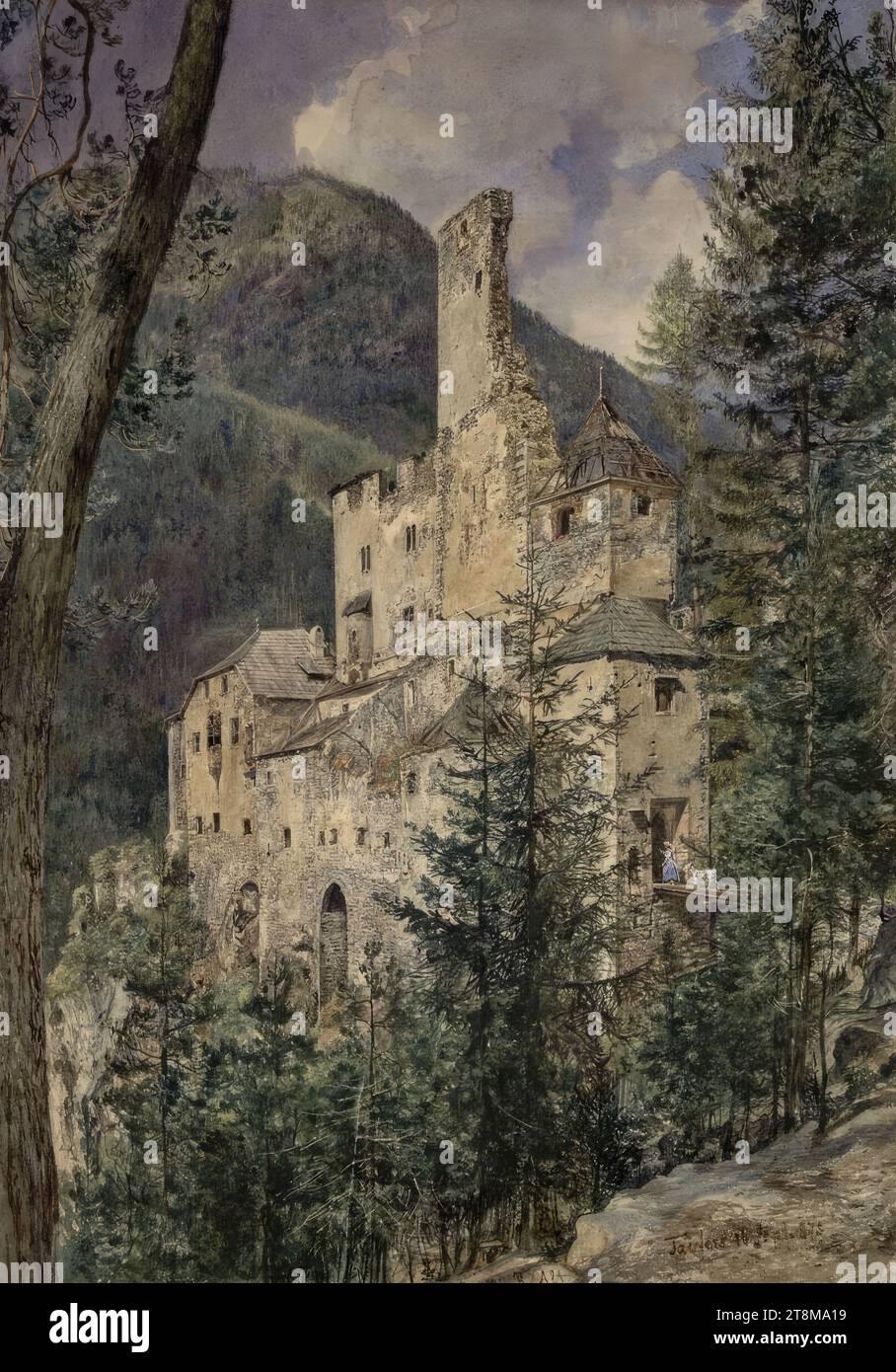 Taufers Castle in South Tyrol, Rudolf von Alt (Vienna 1812 - 1905 ...