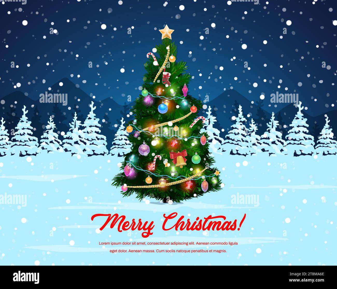 Tree silhouettes in the snow Stock Vector Images - Alamy